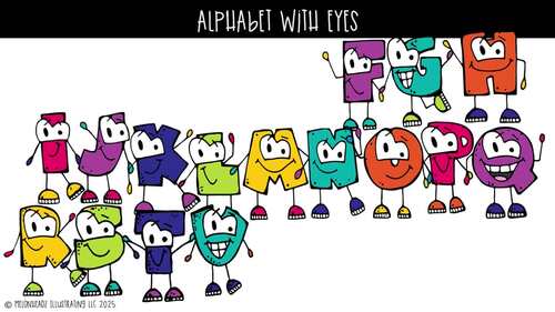 Alphabet with Eyes clip art, Letters clip art COLORED Version | TPT
