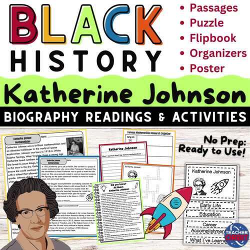 Katherine Johnson Black History Month Reading Activities STEM Math Women's