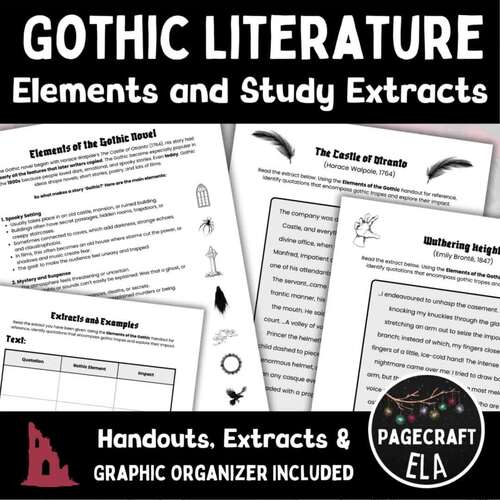Gothic Literature Elements and Extracts for Study with Graphic Organizer