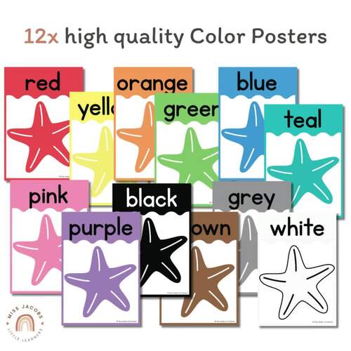 Color Posters | Cute Sea Life Classroom Decor | Editable | TPT