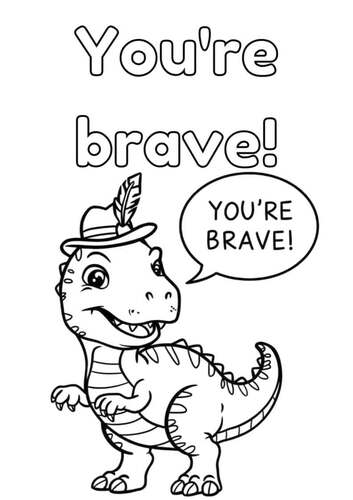Printable You're brave! Dinosaur Positive Affirmation Coloring Page ...