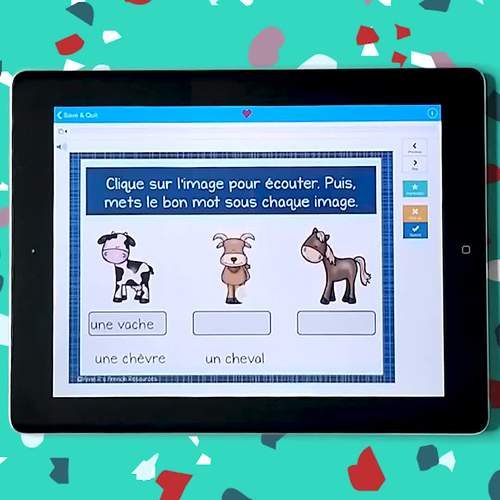 French farm themed listening activity BOOM CARDS LES ANIMAUX DE LA FERME