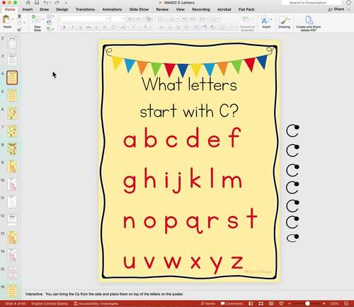 Magic C Letter Formation - Interactive Handwriting Slides - digital & print