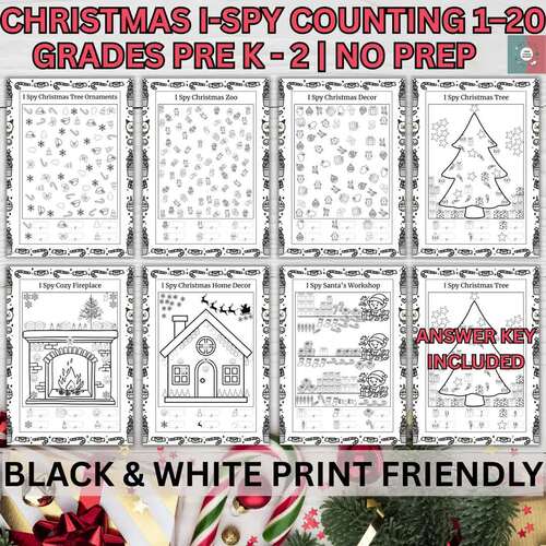 I-Spy Christmas Counting | Count to 20 | Grades PreK-2 | Holiday Pack ...