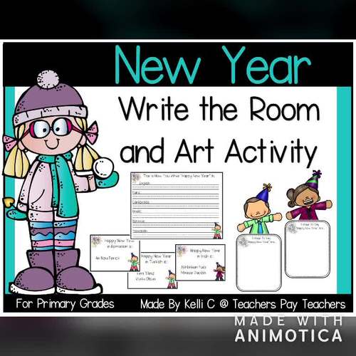 New Year Write the Room and Art Activities by Kelli C | TpT