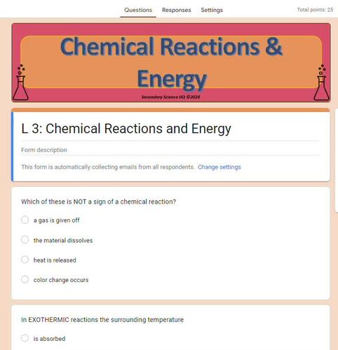 Chemical Reactions Unit Bundle | Google Forms | Physical Science
