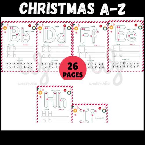 Christmas A-Z Letter Tracing & Recognition Worksheets | No Prep Alphabet