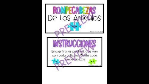 Rompecabezas de Los Artículos, Spanish Definite and Indefinite Articles ...