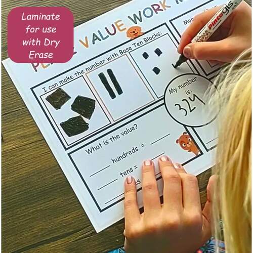 Math Place Value Workmat Kindergarten Math Manipulatives Printable Math PDF