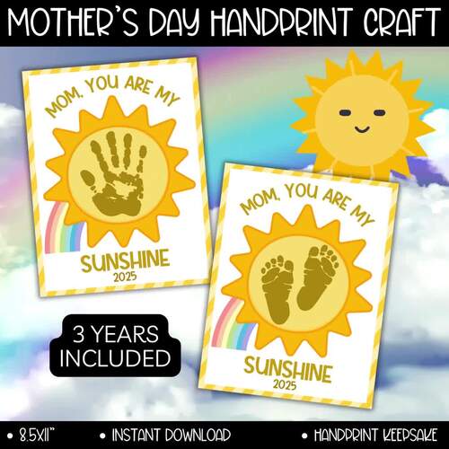 Mother's Day Gift for Mom My Sunshine Footprint Handprint Preschool Art ...
