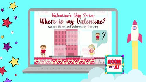 Valentines day Boom Cards Speech Therapy Escape Room Making Inferences ...