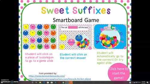 suffixes interactive whiteboard game by Easy Street Teach | TPT