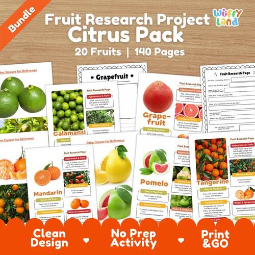 Fruit Research Project Citrus Bundle | Life Cycle & Plant Study Worksheets