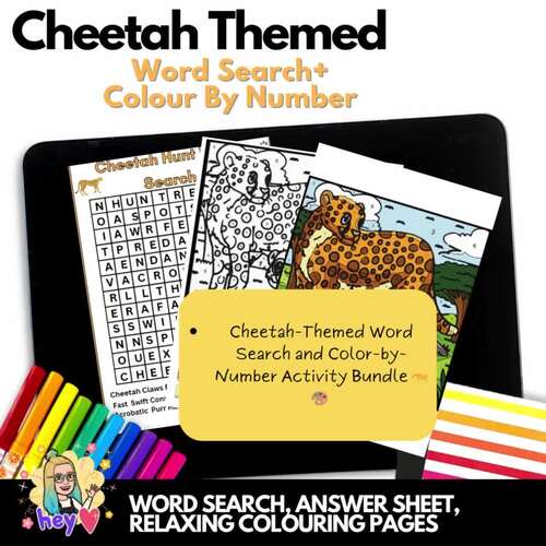 Cheetah Word Search and Colour by Number by QueenOfCuriosity | TPT