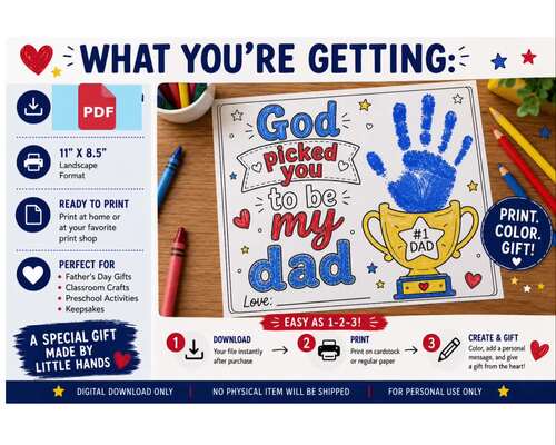 Father’s Day Handprint Craft Printable Gift for Dad Kids Coloring Page ...