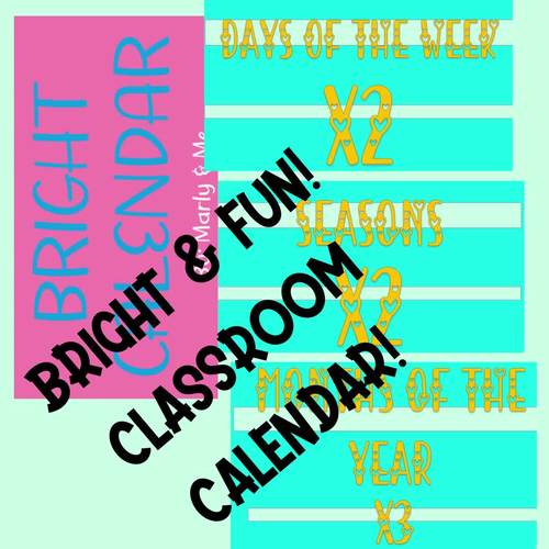 Calendar, bright bulletin board ideas, Classroom Decor, Pretty Calendar Set