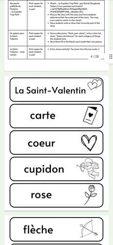 FRENCH Valentine's Day FSL - No Prep Packet - 12 different printable ...