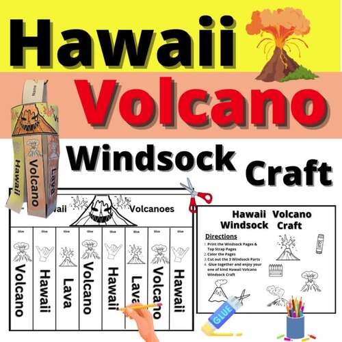 Volcano Hawaii Windsock Craft Hawaiian Luau Writing Coloring Project