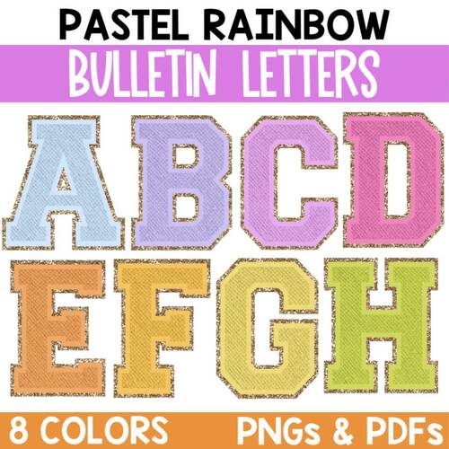 Pastel Rainbow Varsity Bulletin Board Letters / Varsity Clipart ...