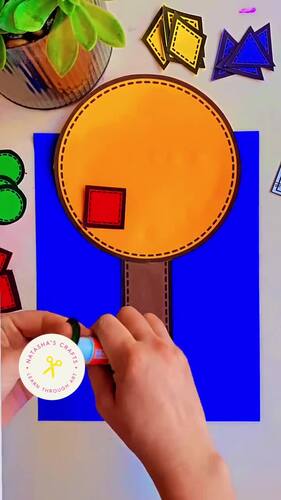 2D Shape Fall Tree Leaves Craft | Geometry Unit | October | Bulletin Craft