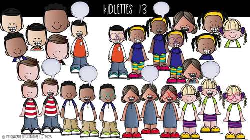 Kidlettes clip art 13, kids clip art COLORED Version by Melonheadz Clipart