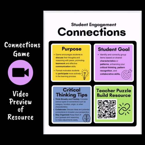 Connections Game|Critical Thinking/Engagement Challenge|Editable Canva ...