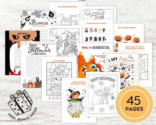Halloween Worksheets: Search & Find, Word Search, Word Scramble ...