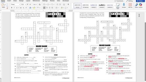 7th/8th Grade Math Fun Worksheet 3D Measurement Review Activity ...