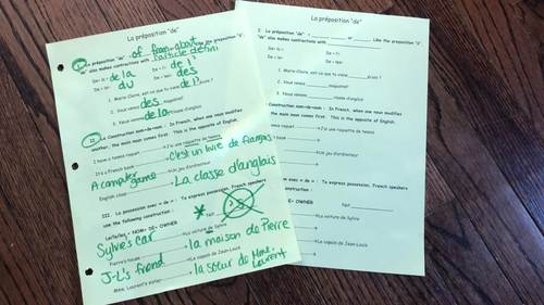 French Preposition "de" Notes| La possession by MadameVoyage | TPT
