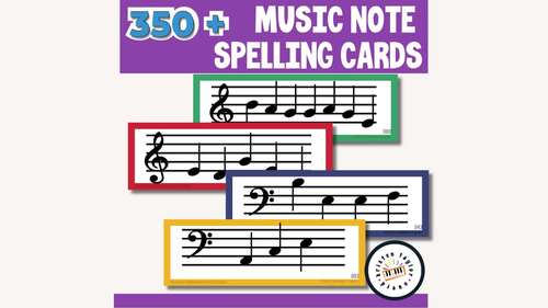 Musical Alphabet Note Spelling Cards Treble & Bass Clef Note Reading Fun