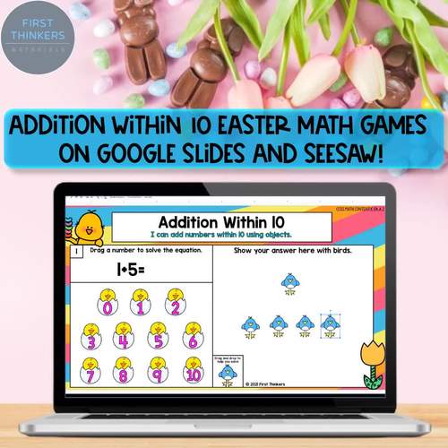 Addition Within 10 Digital Easter Math Games for Google Slides Seesaw ...
