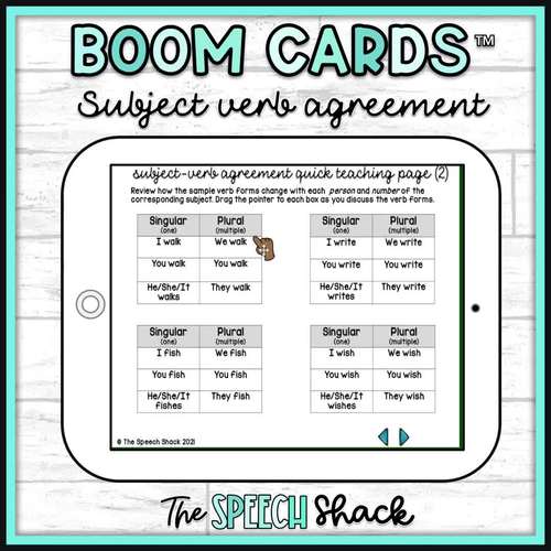 Subject verb agreement- Grammar BOOM Cards™ (set 1) by The Speech Shack