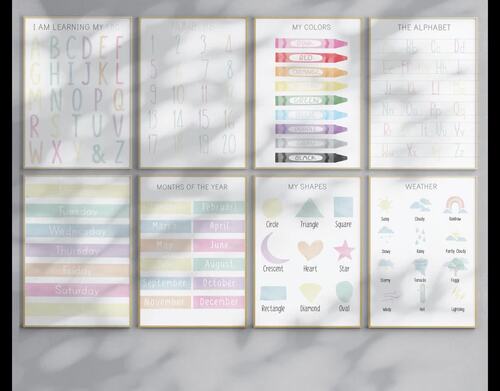 Complete Early Learning Set - 8 Poster Bundle by Little Stars Printables