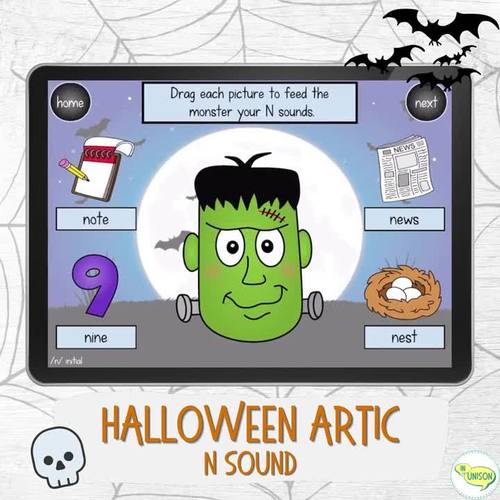 Halloween Articulation Boom Cards™ Feed the Monster N Sounds | TPT