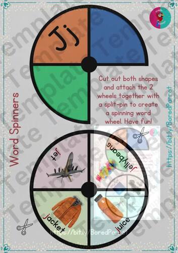 Vocab Word Spinners for Kindergarten. Letter J by Bored Parrot | TPT