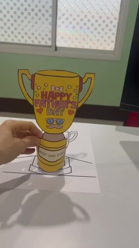 Father’s Day Trophy Standing Card Craft Coloring Page Gift for Dad