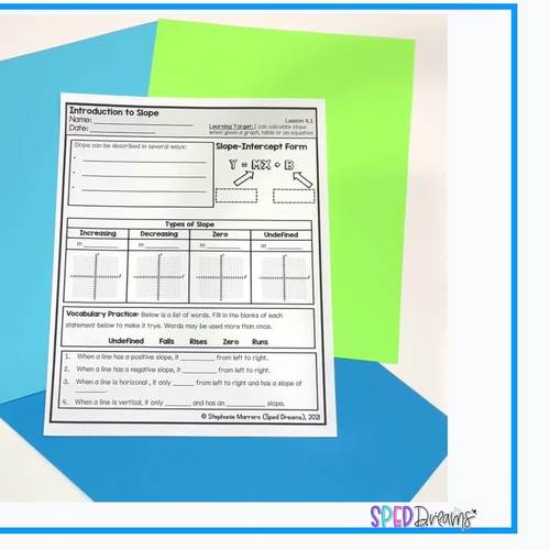 Identifying Slope from a Graph and Table Guided Notes Practice and Exit ...