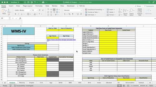 WMS-IV Adult and Older Adult Autoscoring Template - American/English