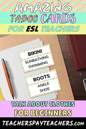 Clothing Vocabulary Game for beginner ESL students by PetersGames