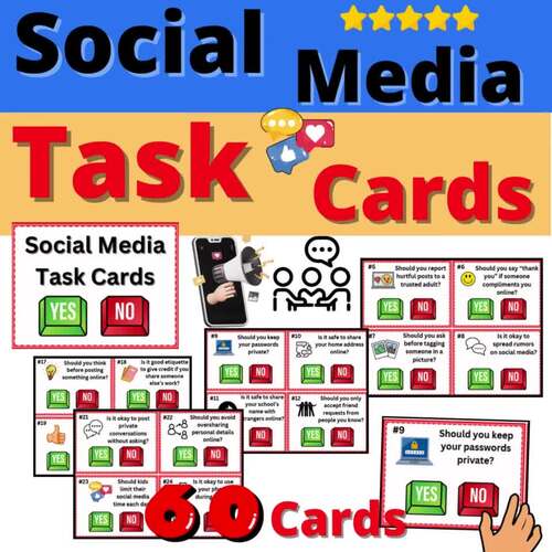Social Media Task Cards Activity Resources Internet Safety Etiquette