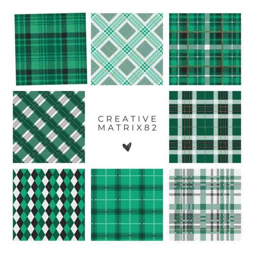 Emerald Gold Glitter Plaid Digital Paper | Glamorous Seamless Patterns