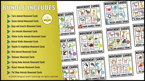 Animal Movement Cards | Brain Breaks | Gross Motor | Transition ...