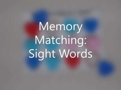 Memory Matching Game | Sight Words by Lessons by Molly | TPT
