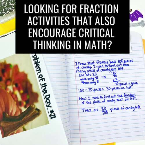 Fractions Problem Solving for Interactive Notebooks or Math Journals