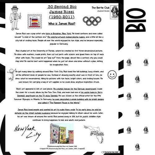 James Rizzi Pop Art Birds | No Prep Sub Plan and Pop Art Lesson for ...