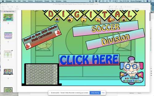 Math Moji Digital Soccer Online Game Division (1-50) Google Slides