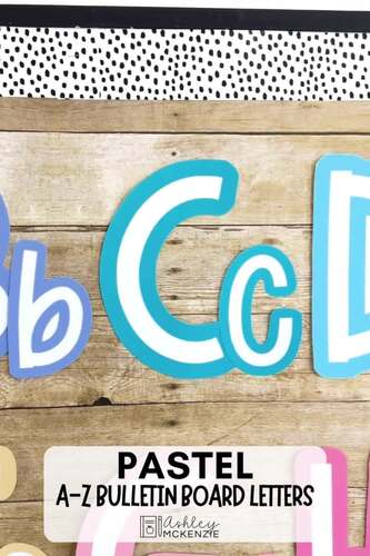 Pastel Bulletin Board Letters, A-Z, Punctuation, & Numbers by Ashley ...