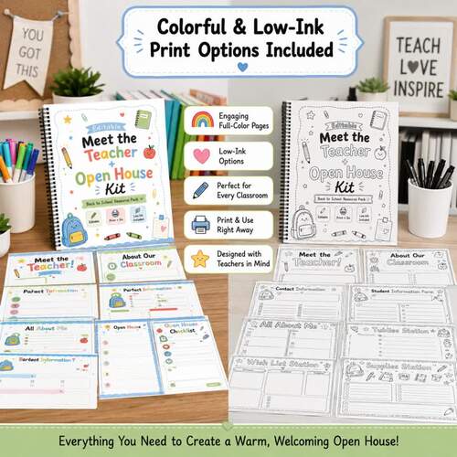 Back to School Meet the Teacher Open House Kit Editable Canva Printables