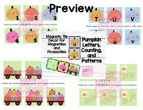 Pumpkin Letters, Counting, and Patterns Magnet Tile Decor Stickers ...