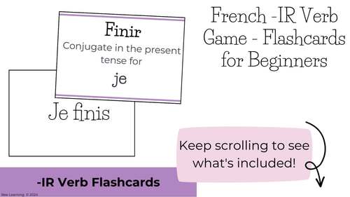 French Regular IR Verb Flashcards – Print & Go Game for Beginners